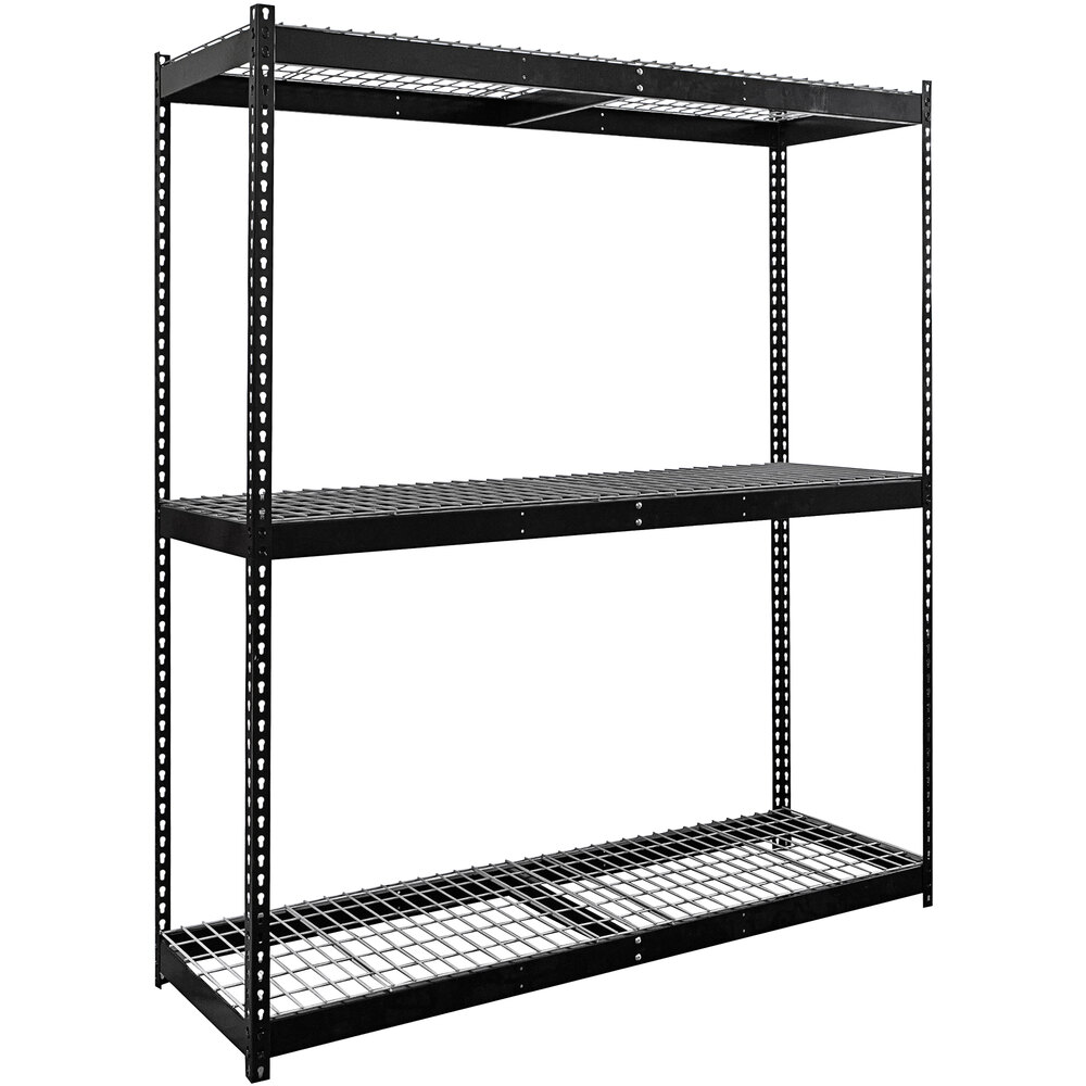 Hallowell 30" x 96" x 84" Black Double Rivet 3-Shelf Boltless Shelving ...