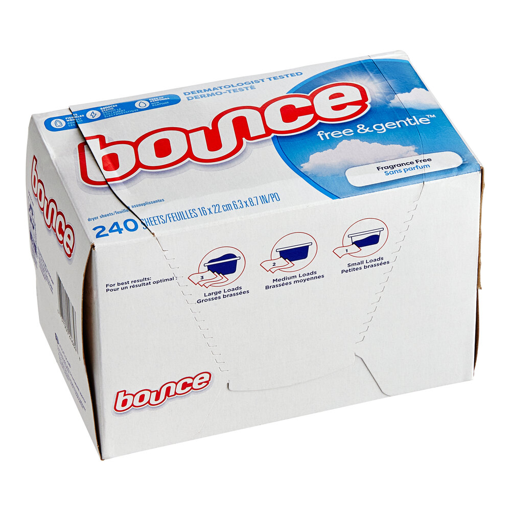 Bounce 55312 240-Count Free & Gentle Fabric Softener Dryer Sheets - 4/Case