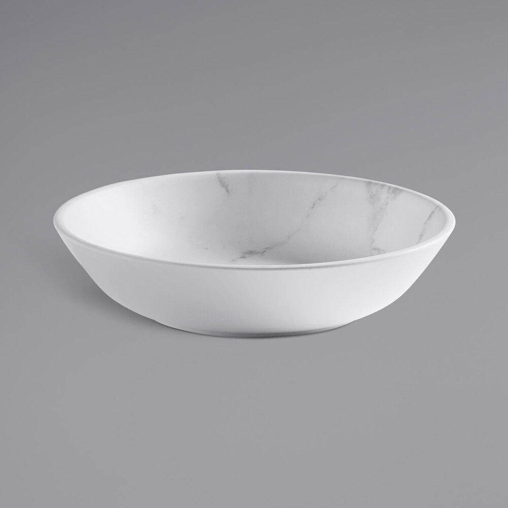 American Metalcraft Mix & Matte 12 oz. White Marble Melamine Bowl