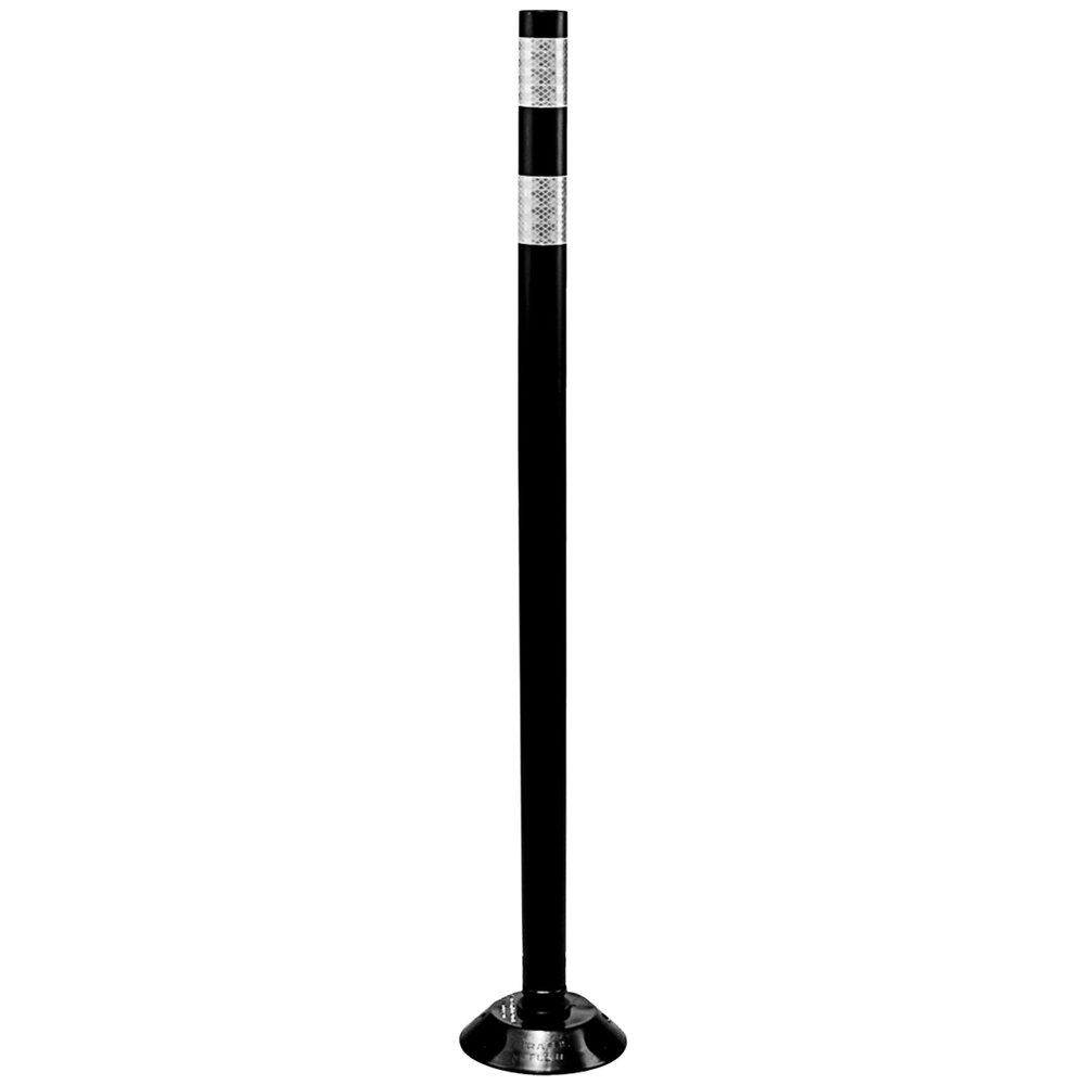 Cortina 36" Black Tubular Marker Post with Black Base and Reflective ...
