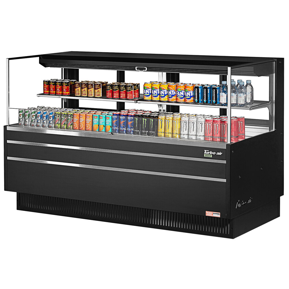 Turbo Air TOM-72L-UFD-B-2S-N 71" Black Horizontal Refrigerated Open ...