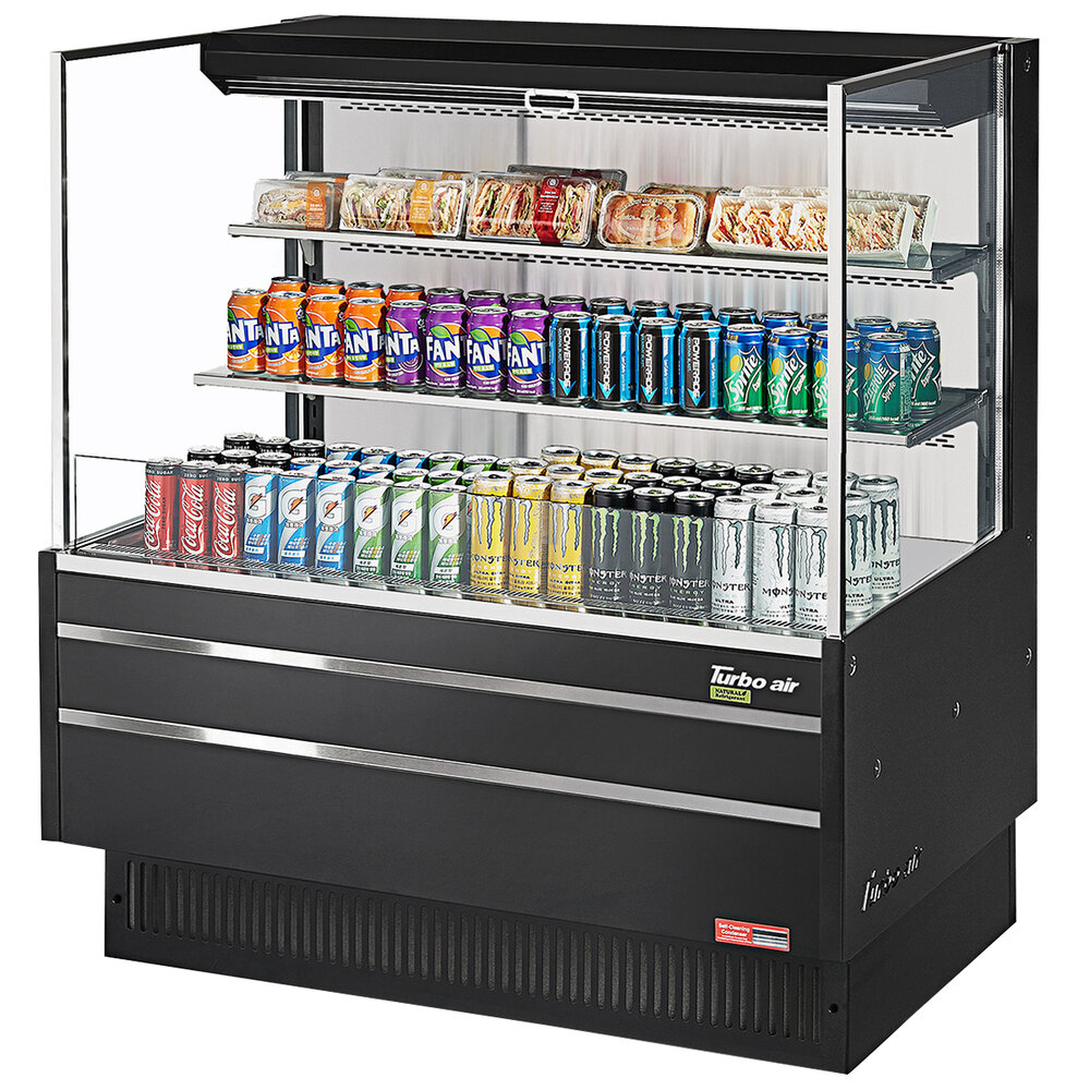 Turbo Air TOM-48L-UF-B-3S-N 47" Black Horizontal Refrigerated Open ...