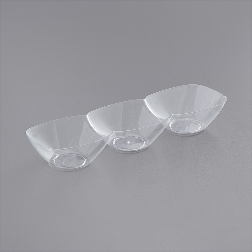 Visions 3-Compartment Clear Plastic Mini Tray - 10/Pack