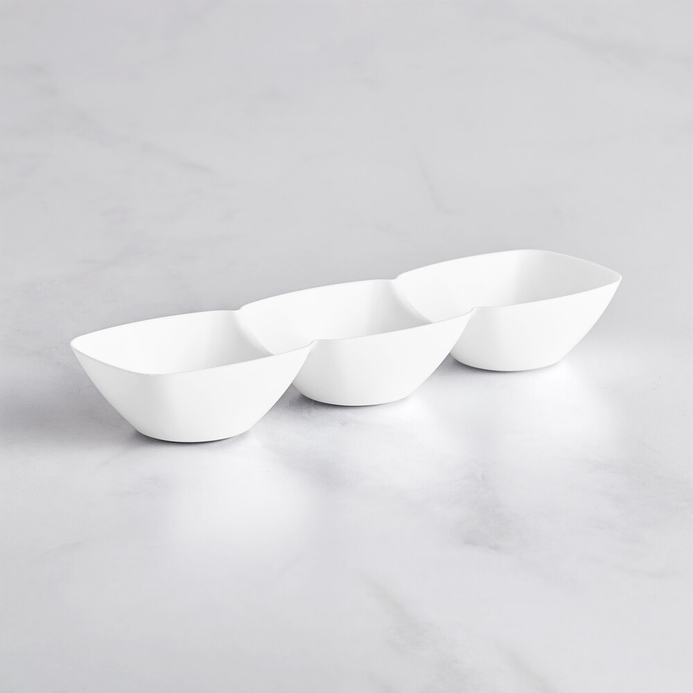 Choice 3-Compartment White Plastic Tiny Tray