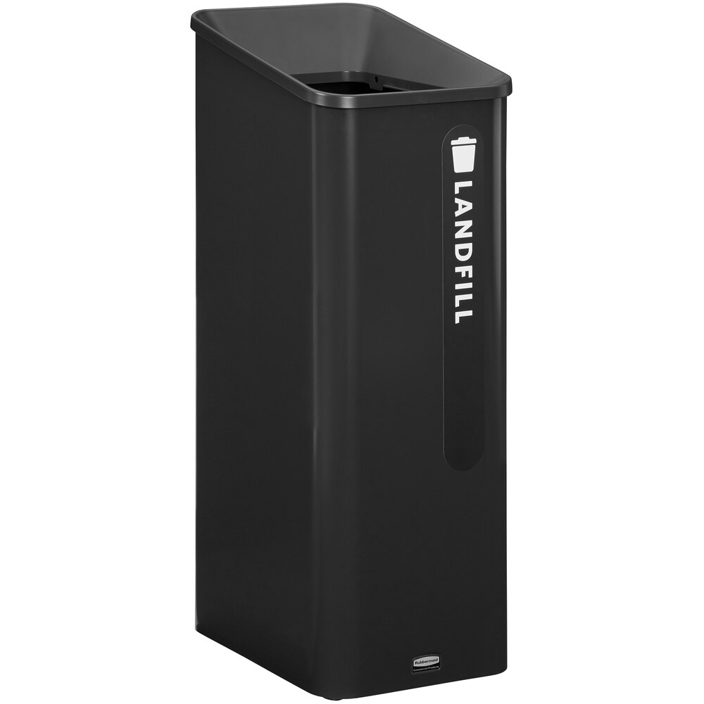 Rubbermaid Sustain 2078967 15 Gallon Black Single Stream Landfill ...