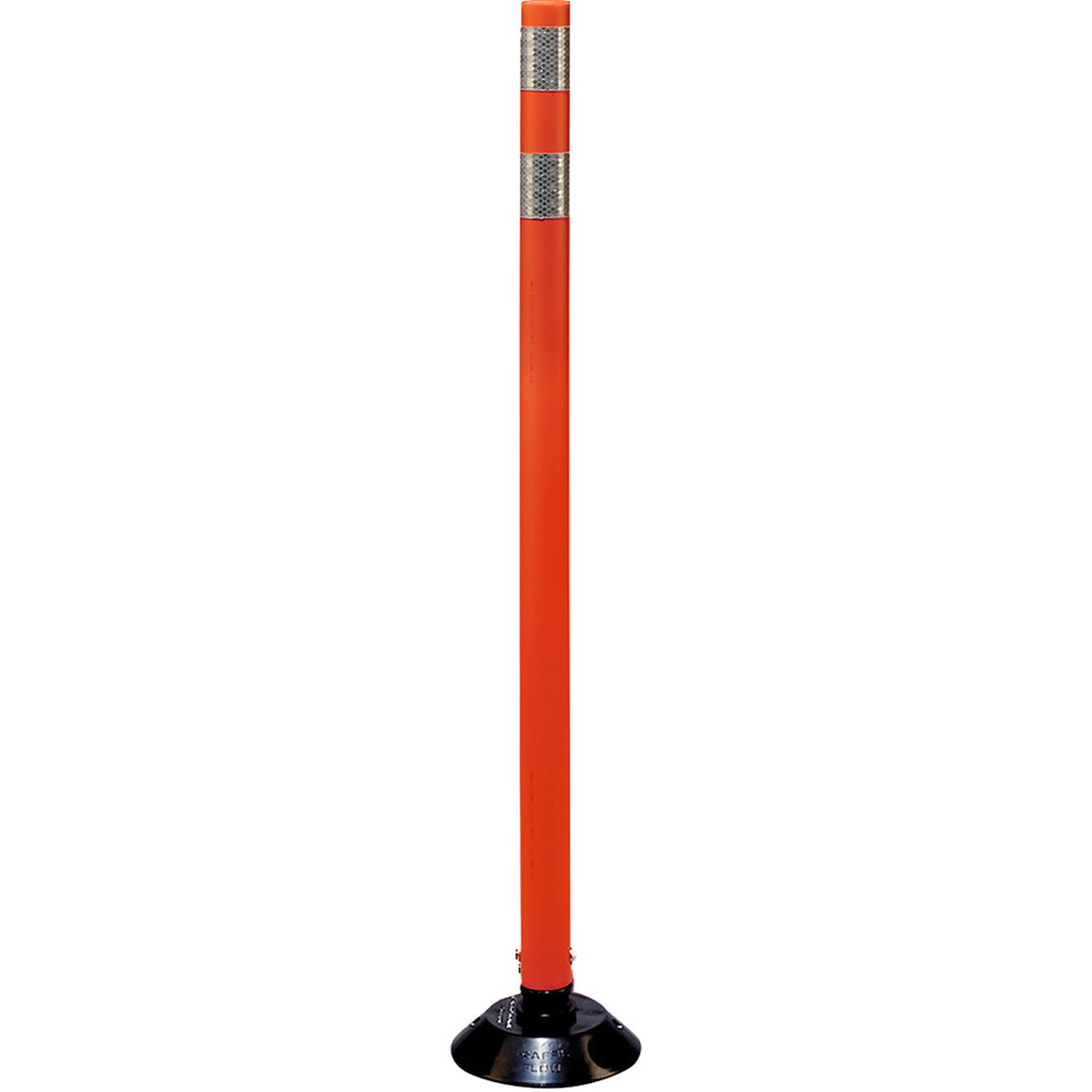Cortina 36" Orange Tubular Marker Post with Black Base and Reflective ...