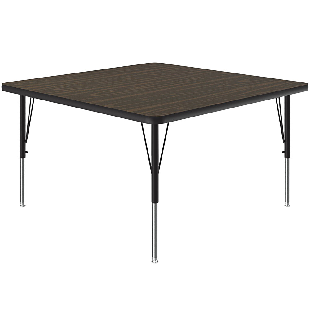 Correll 42" Square Walnut 19" - 29" Adjustable Height Thermal-Fused ...