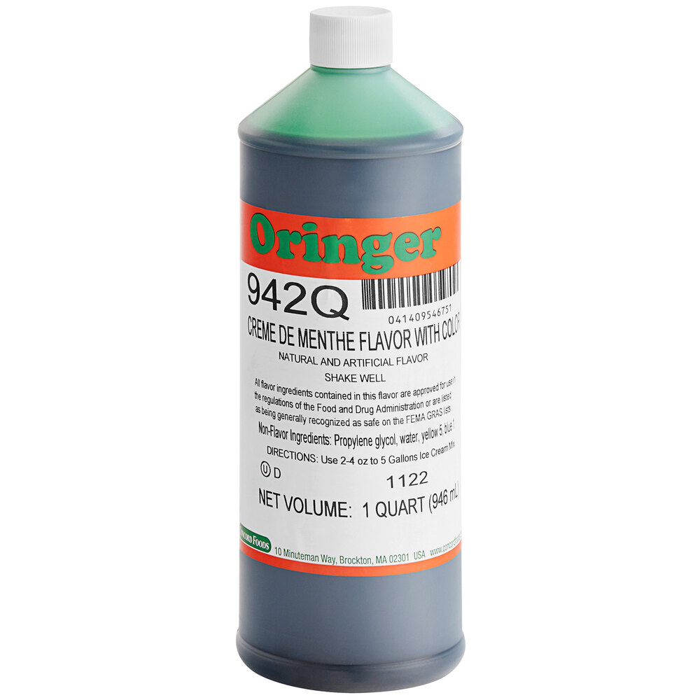 Oringer Creme de Menthe Hard Serve Ice Cream Flavoring 1 Quart