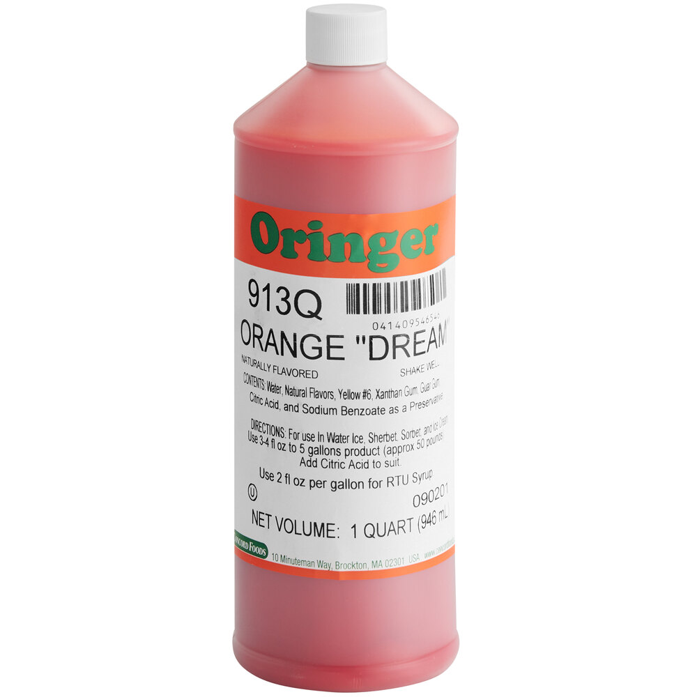 Oringer Orange Dream Soft Serve Ice Cream Flavoring 1 Quart