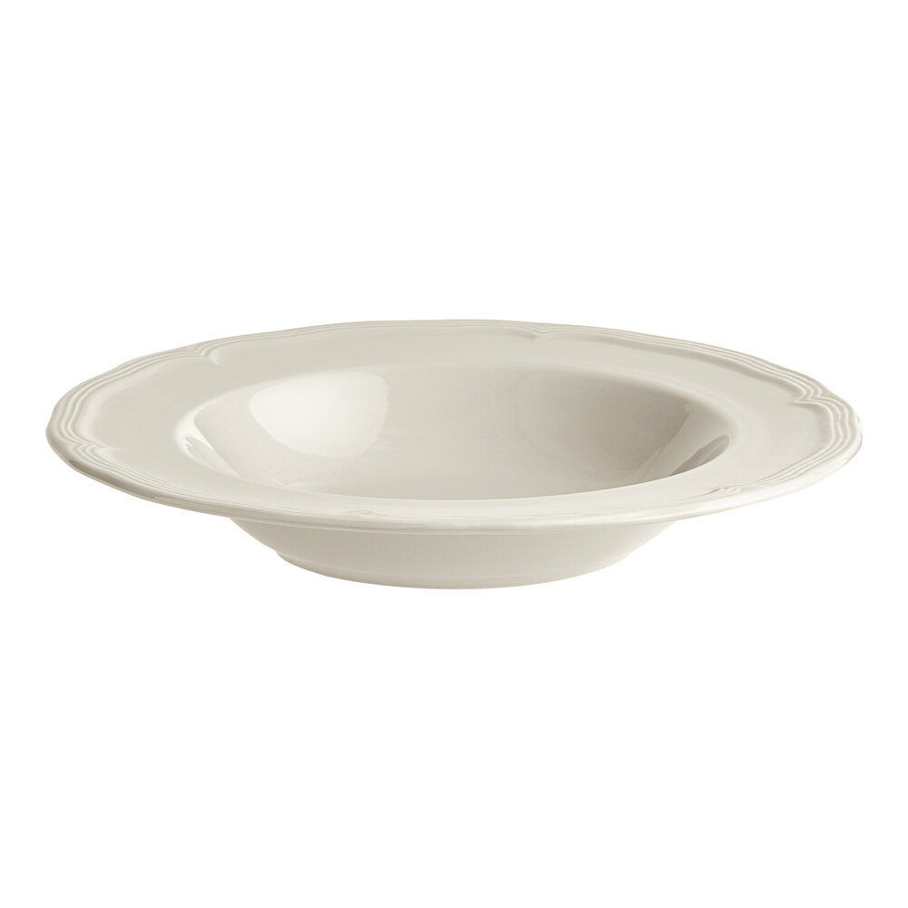 Acopa Condesa 28 oz. Warm Gray Scalloped Wide Rim Porcelain Pasta Bowl ...