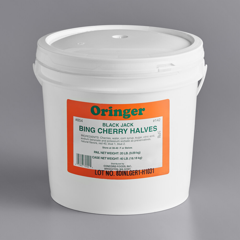 Oringer Black Cherry Halves Dessert / Sundae Topping 2 Gallon