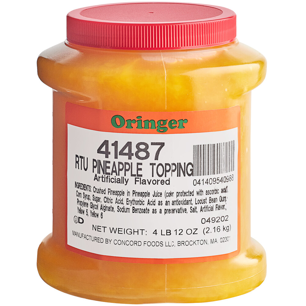 Oringer Pineapple Dessert / Sundae Topping 1/2 Gallon