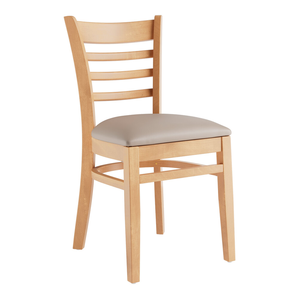 Lancaster Table & Seating Natural Finish Wood Ladder Back Chair with ...