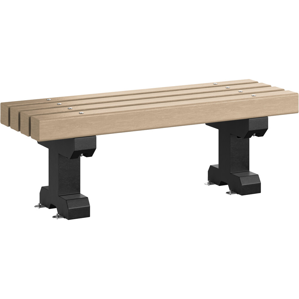 MasonWays 48" x 17" x 17" Cedar Plastic Backless Dura-Bench with Black Legs