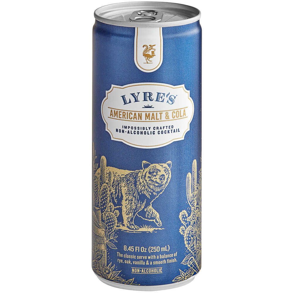 Lyre's American Malt and Cola Non-Alcoholic Mocktail 250 mL Can - 24/Case