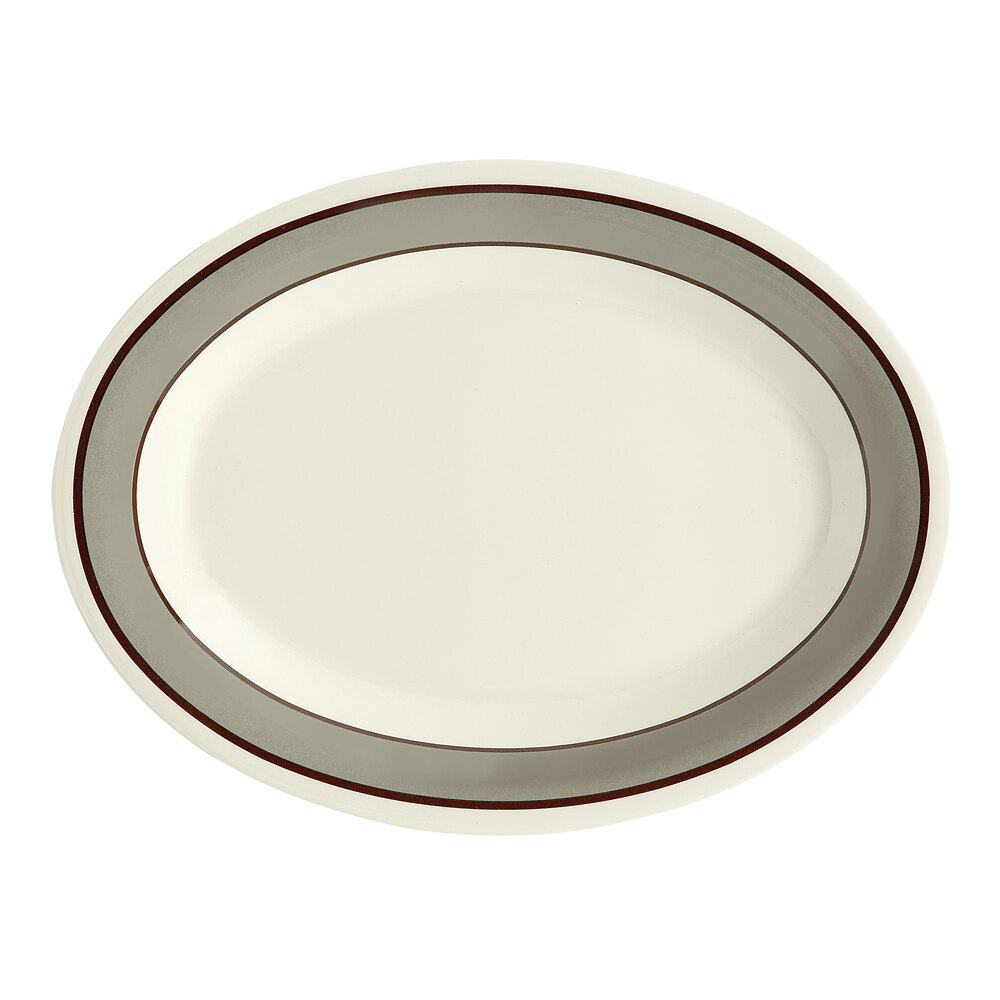 GET OP-950-CA 9 3/4" x 7 1/4" Diamond Cambridge Oval Platter - 24/Case