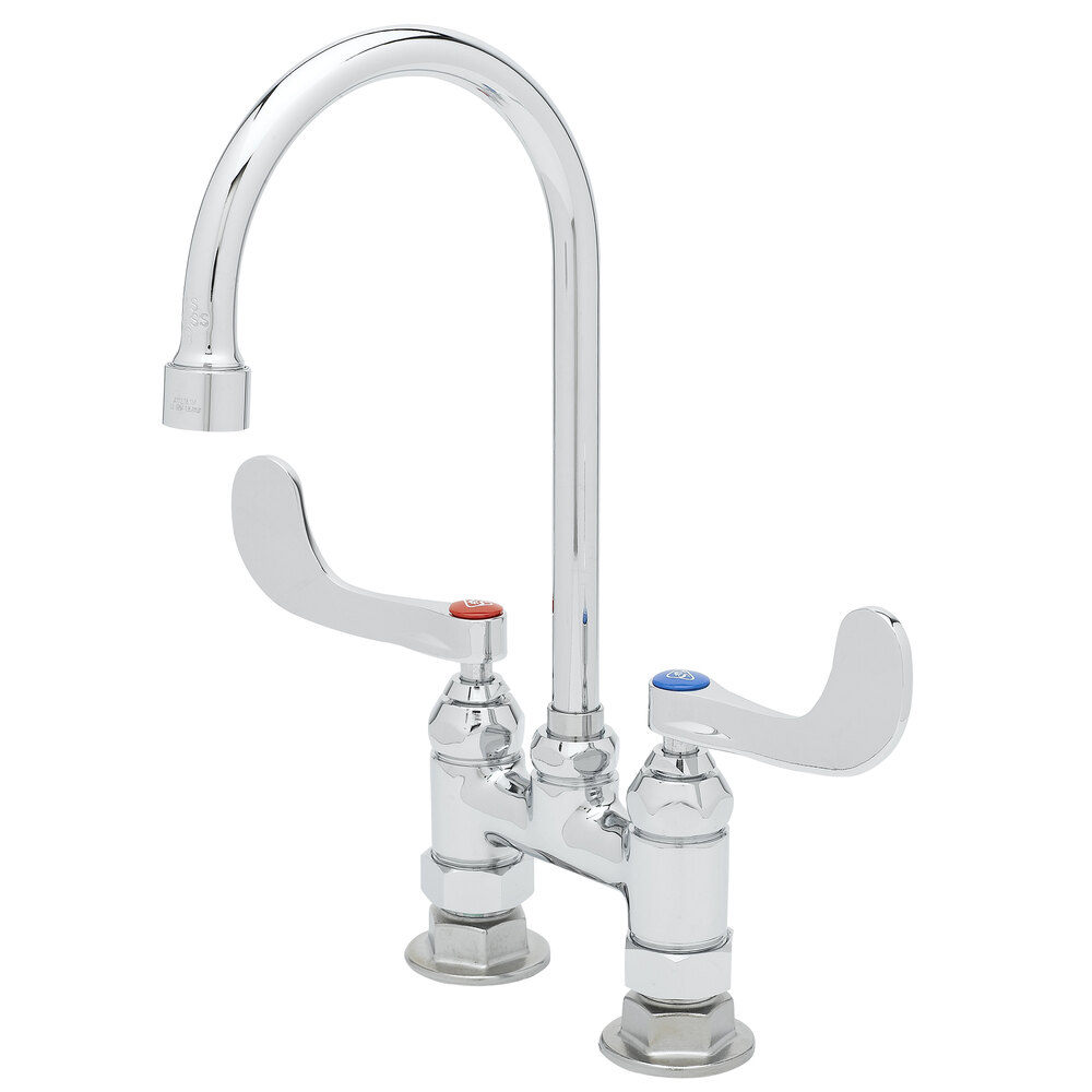 T&S B-0328-CR Deck Mount Mixing Faucet with 4" Centers, 5 9/16 ...