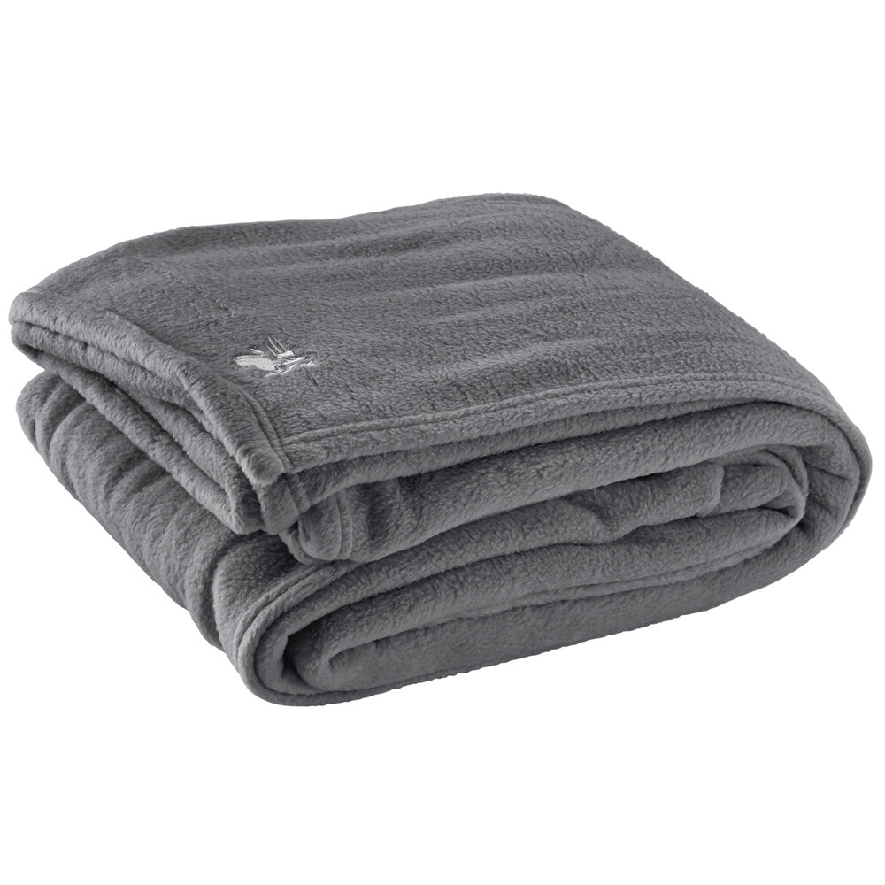 Oxford 90" x 90" Queen Size Charcoal Gray 100% Polyester Fleece Hotel ...