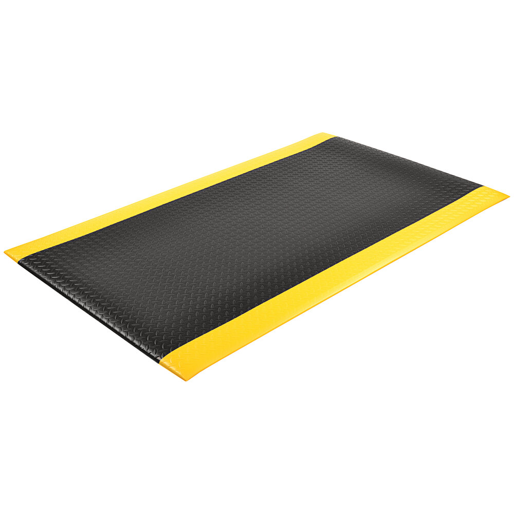 Notrax Diamond Sof-Tred Dyna-Shield 3' x 5' Black / Yellow Anti-Fatigue ...