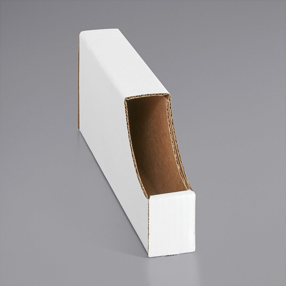 Lavex 2" x 12" x 4 1/2" White Stackable Corrugated Bin - 50/Case