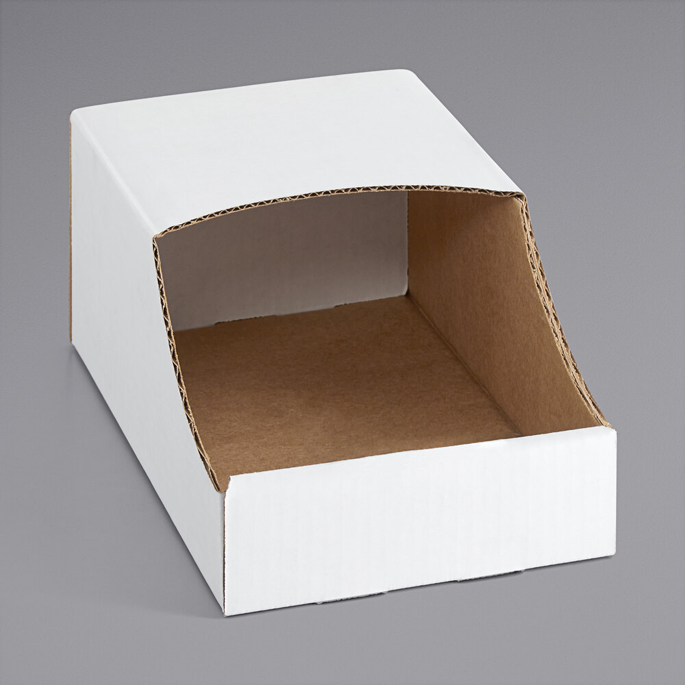 Lavex 7" x 12" x 4 1/2" White Stackable Corrugated Bin - 50/Case