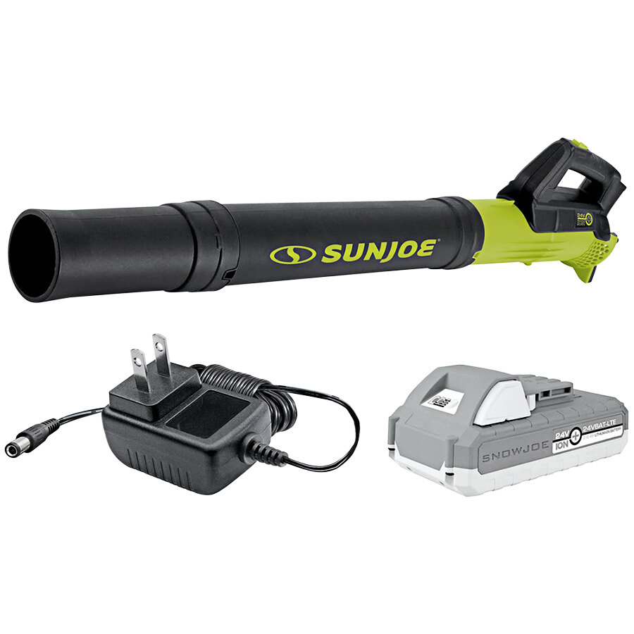 Sun Joe 24V-TB-LTE iON+ Cordless Compact Turbine Jet Leaf Blower with 2 ...