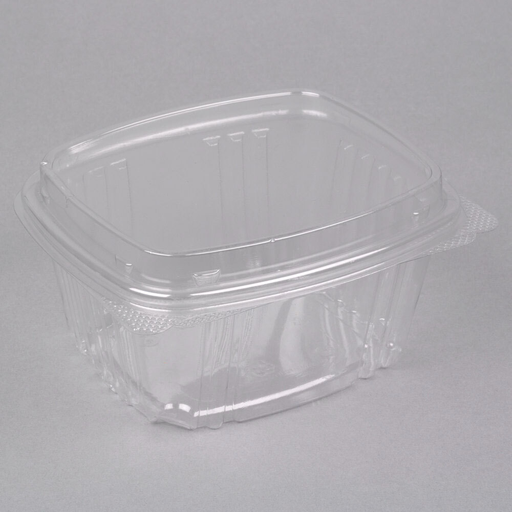 Genpak 16 oz. Clear Hinged Deli Container with High Dome Lid - 100/Pack