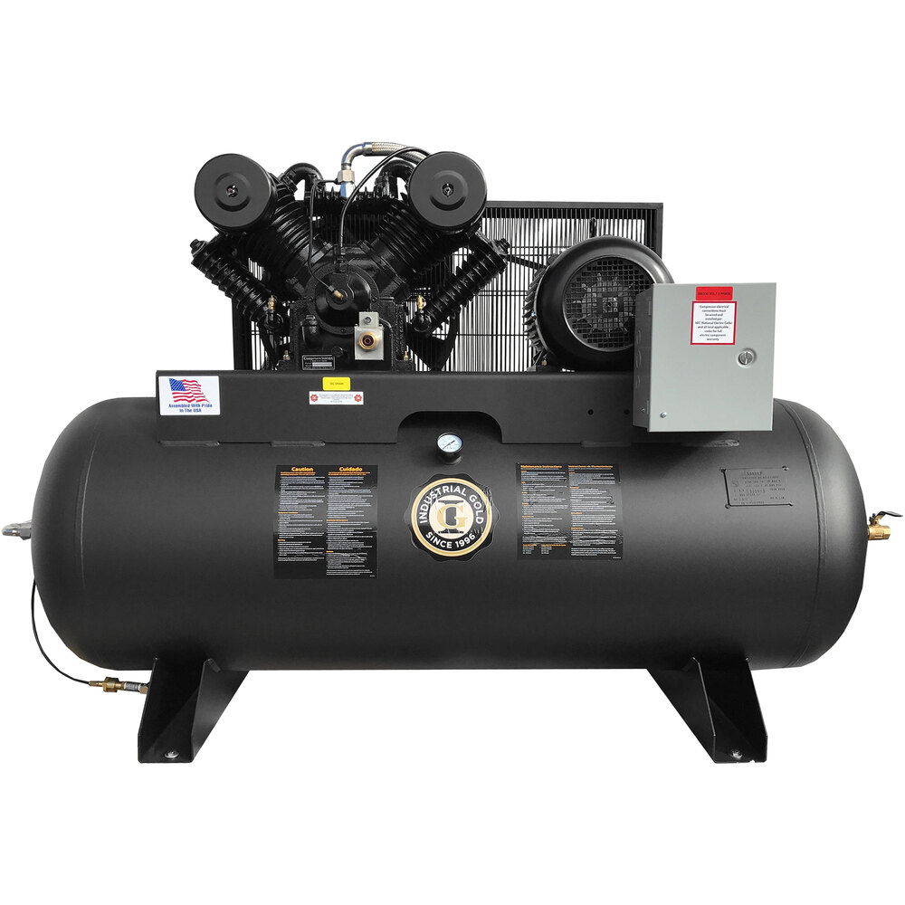 Industrial Gold Platinum Series 80 Gallon 5 hp 3 Phase Horizontal ...