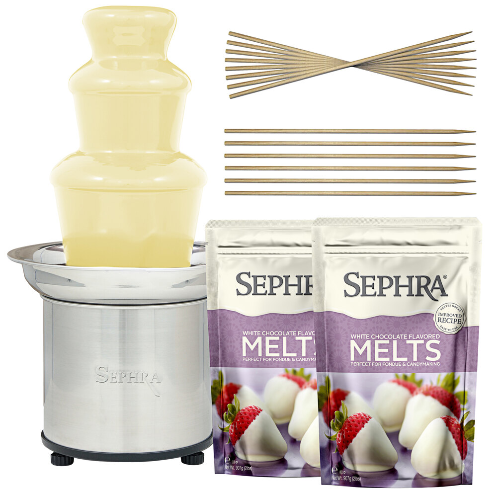 Sephra Select 16" Chocolate Fountain Package with White Chocolate Melts ...