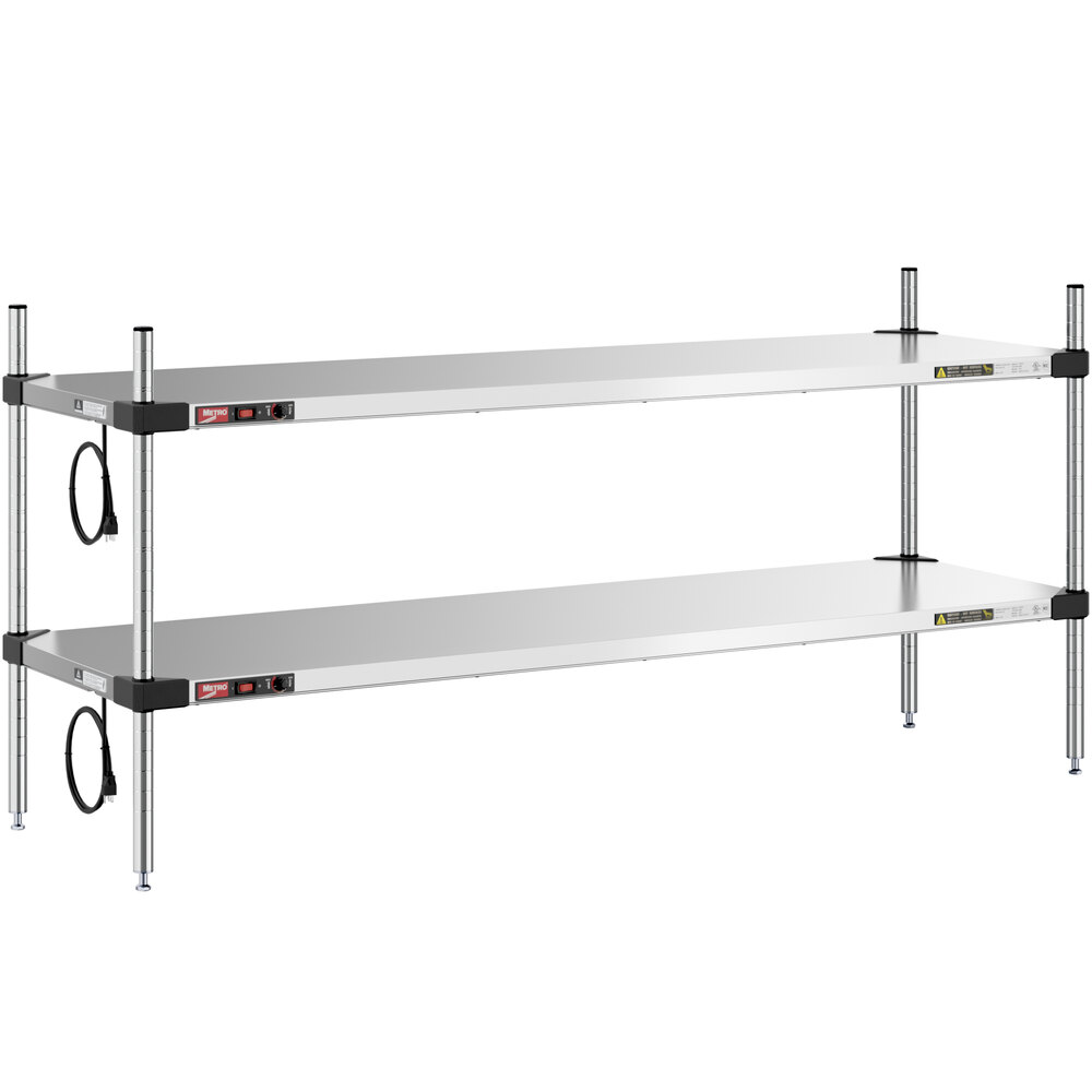 Metro Super Erecta 18" x 60" Stainless Steel Countertop 2-Shelf Heated ...