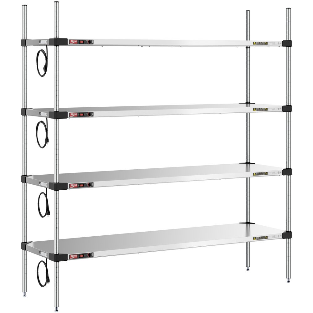 Metro Super Erecta 18" x 60" Stainless Steel 4-Shelf Heated Stainless ...