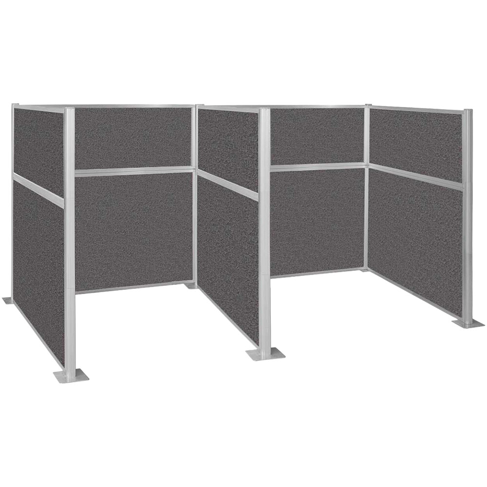 Versare Hush Panel 6' x 6' Charcoal Gray H/W-Shape Double Cubicle
