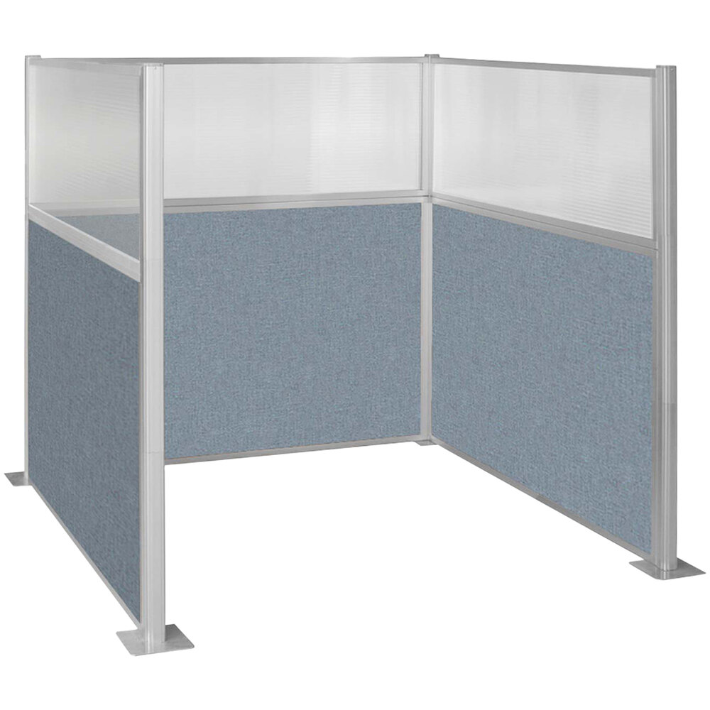 Versare Hush Panel 6' x 6' Powder Blue U-Shape Cubicle with Window