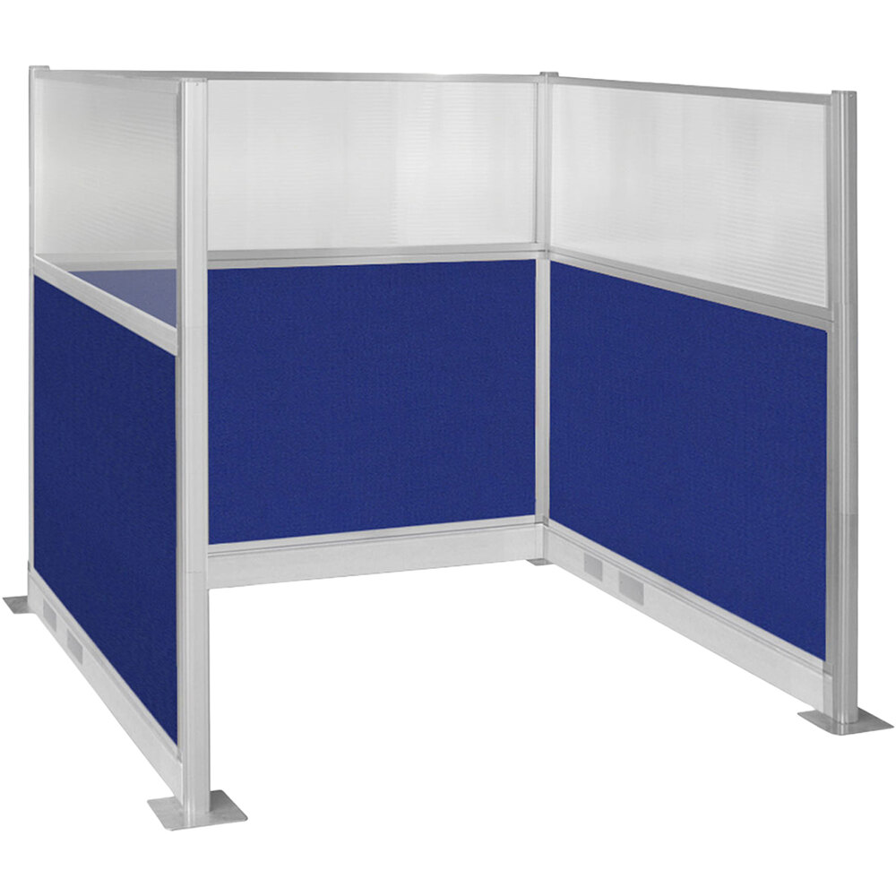 Versare Hush Panel 6' x 6' Royal Blue U-Shape Cubicle with Window and ...