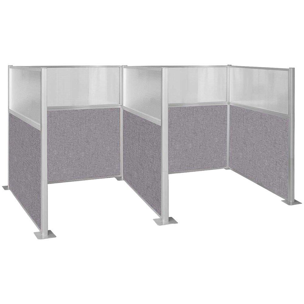 Versare Hush Panel 6' x 6' Cloud Gray H/W-Shape Double Cubicle with Window