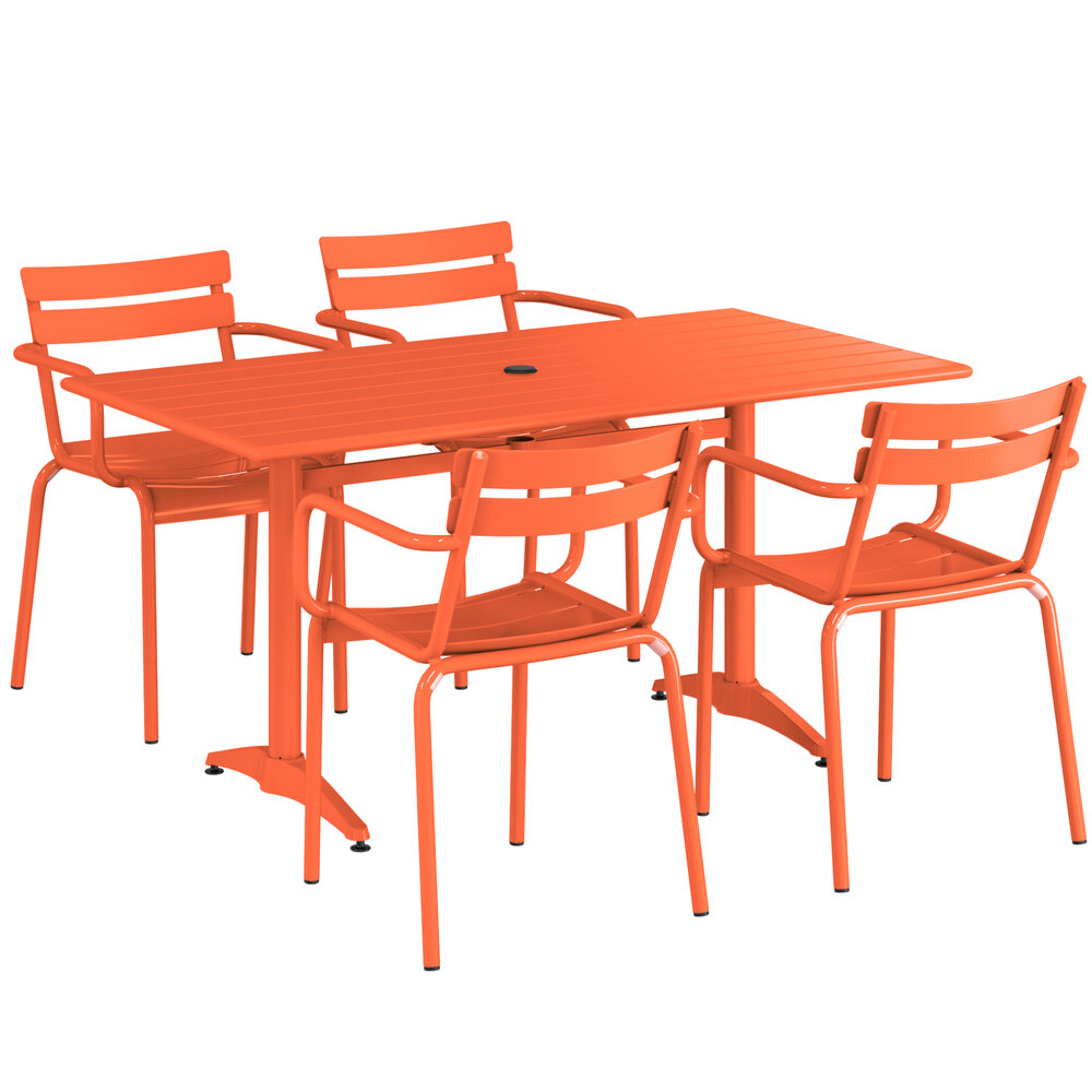 Lancaster Table & Seating 32" x 60" Orange Powder-Coated Aluminum ...