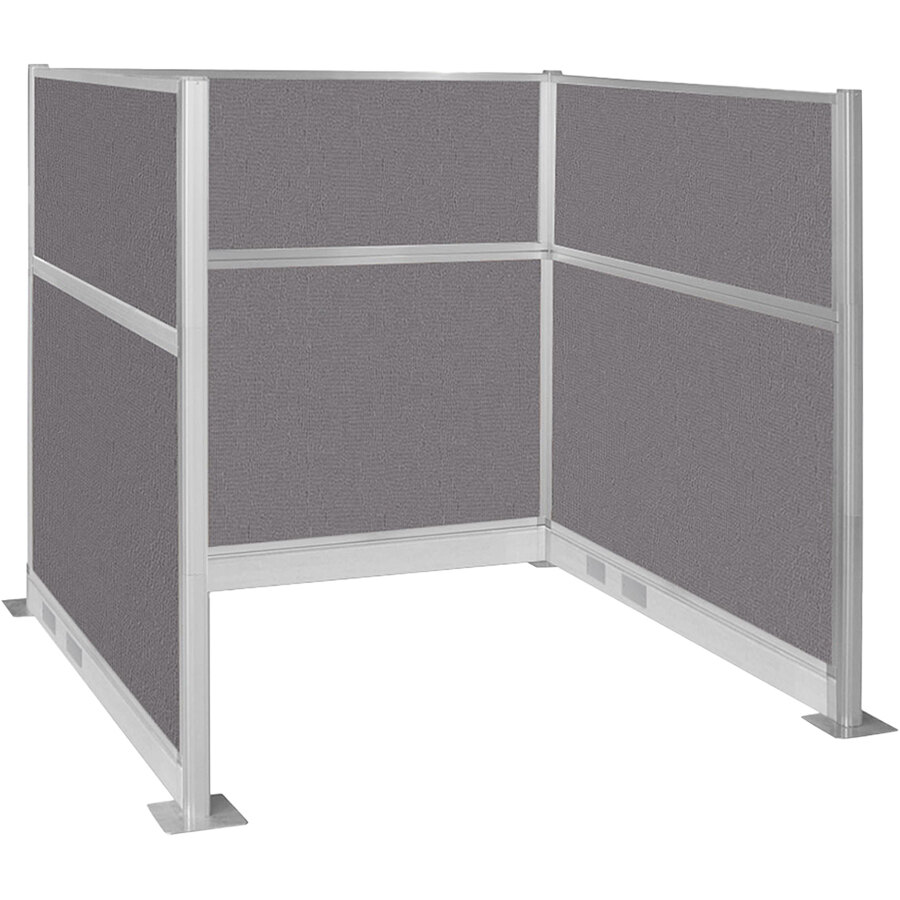 Versare Hush Panel 6' x 6' Slate U-Shape Cubicle with Electric Channel