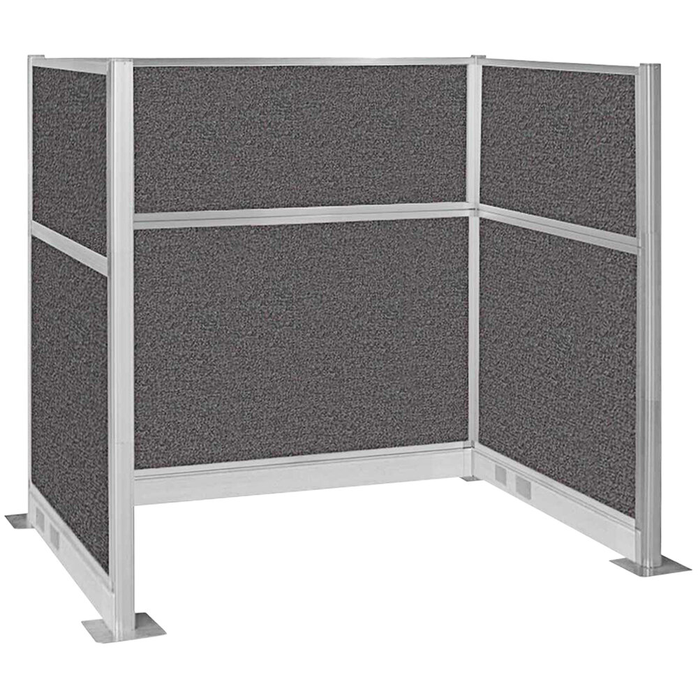Versare Hush Panel 6' x 4' Charcoal Gray U-Shape Cubicle with Electric ...