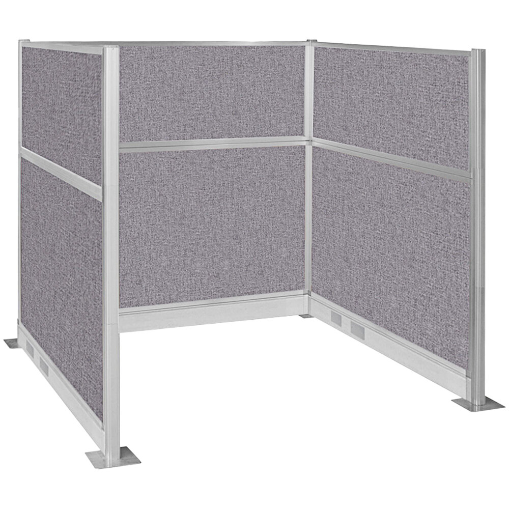Versare Hush Panel 6' x 6' Cloud Gray U-Shape Cubicle with Electric Channel