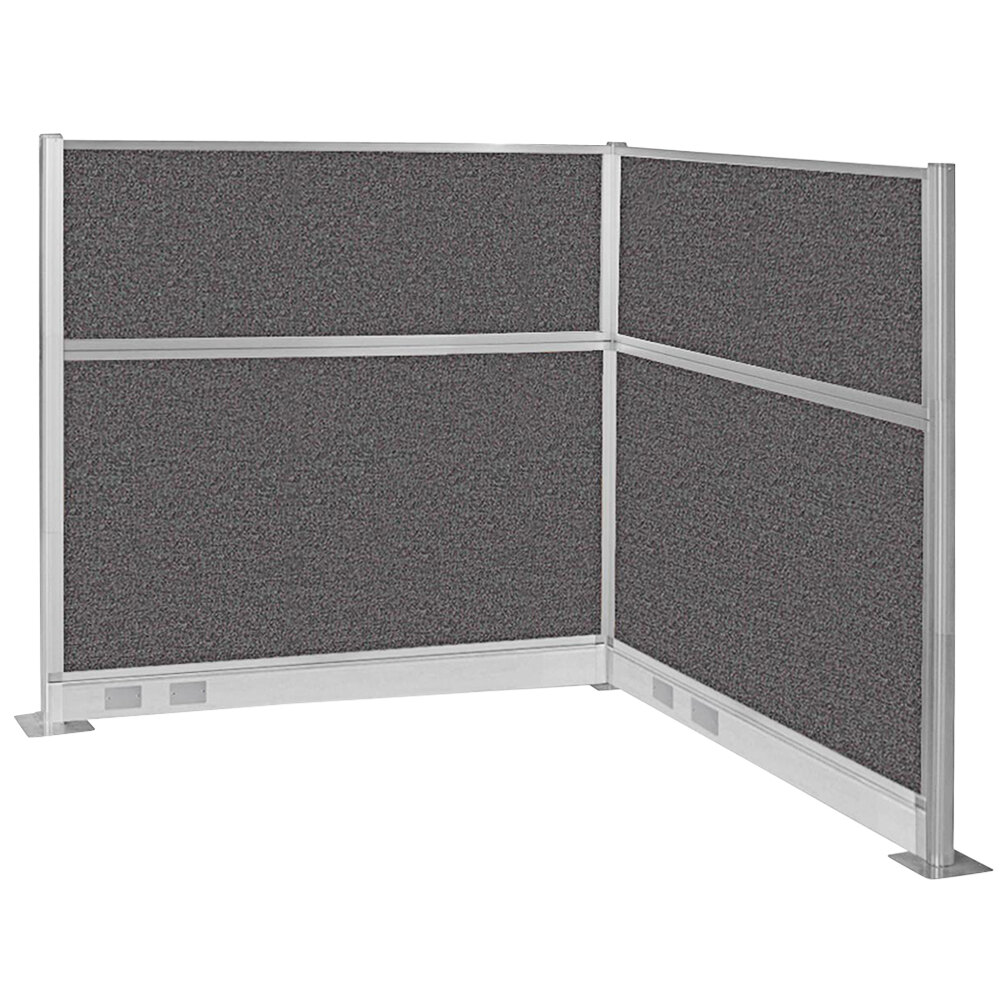Versare Hush Panel 6' x 6' Charcoal Gray L-Shape Cubicle with Electric ...