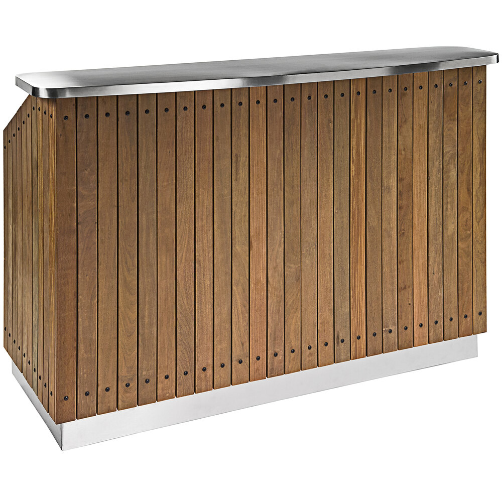 Lakeside 76511 Chalet 72" Stainless Steel Portable Bar with Wood Slat ...