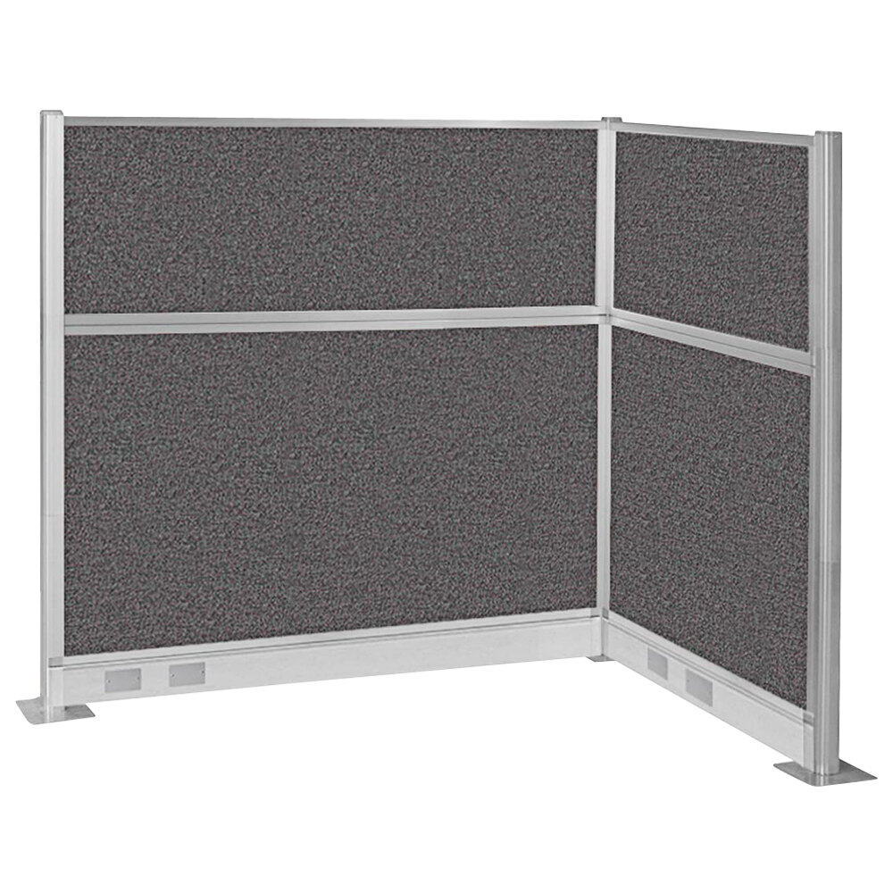 Versare Hush Panel 6' x 4' Charcoal Gray L-Shape Cubicle with Electric ...