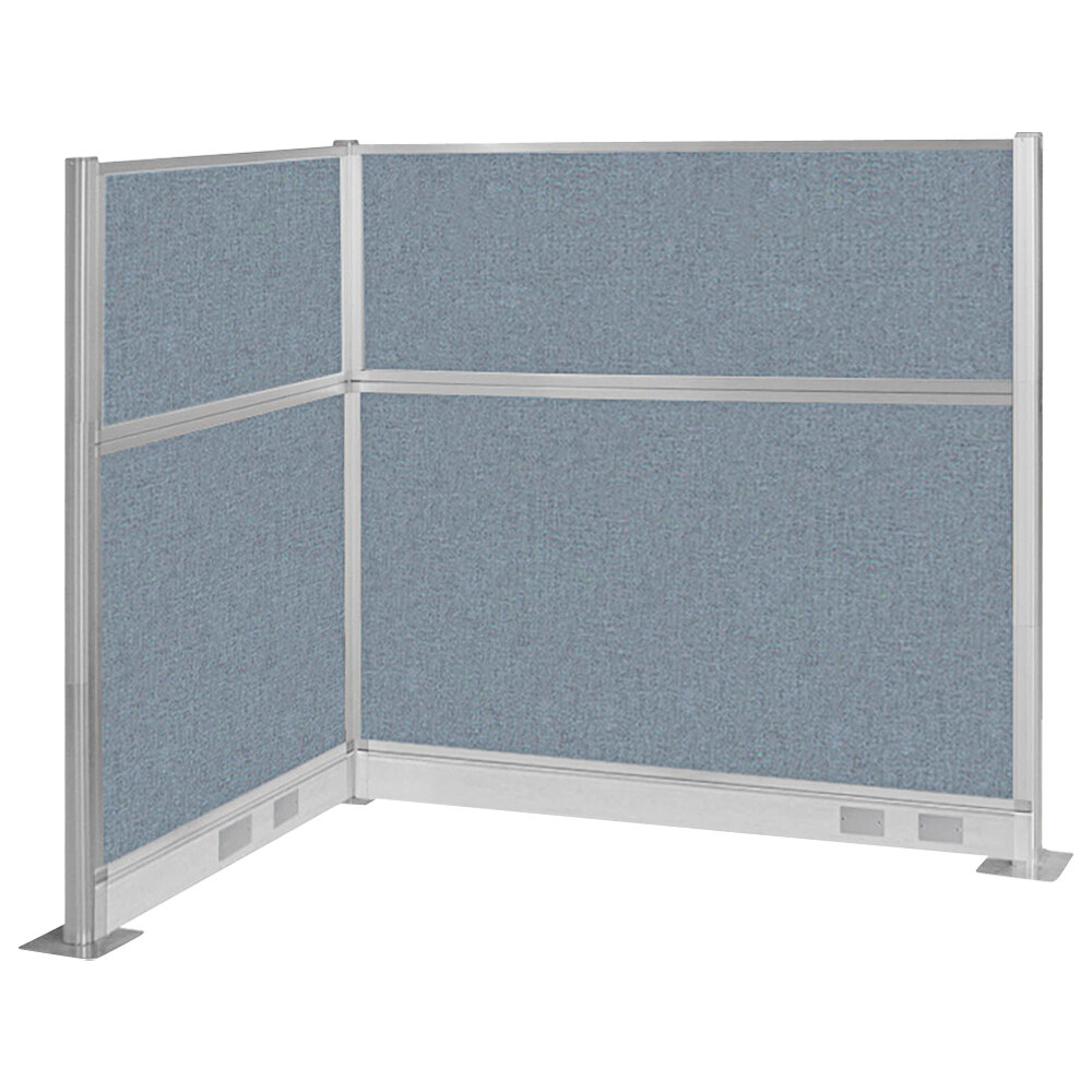 Versare Hush Panel 6' x 4' Powder Blue L-Shape Cubicle with Electric ...