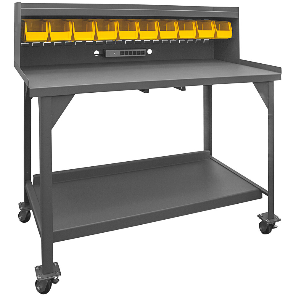 Durham Mfg 30" x 60" 2 Shelf Mobile Heavy-Duty Steel Workbench with ...