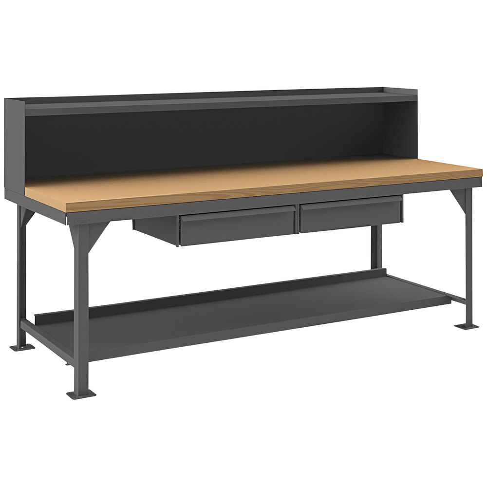 Durham Mfg 36" x 96" 2 Shelf Extra Heavy-Duty Maple Top Workbench with ...