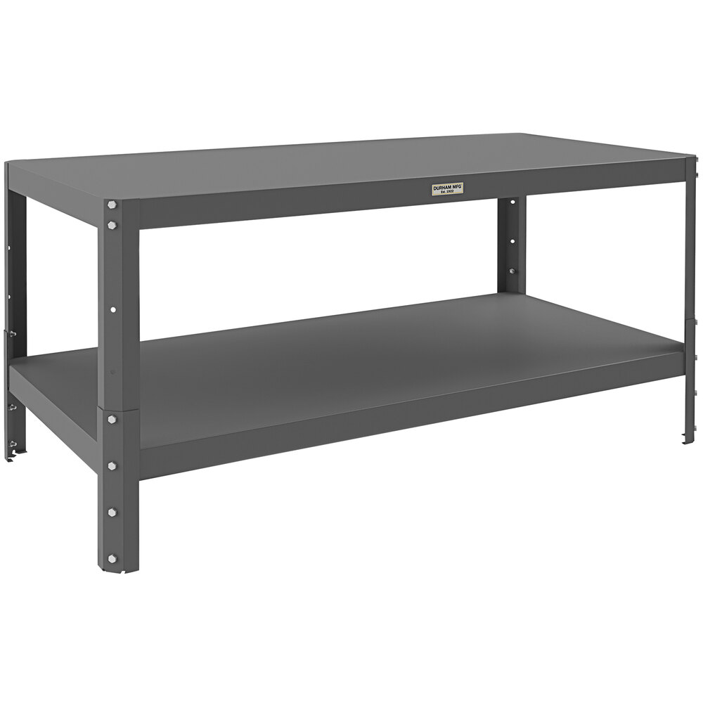 Durham Mfg 24" x 48" 2 Shelf Adjustable Height Machine Table MTA244824 ...