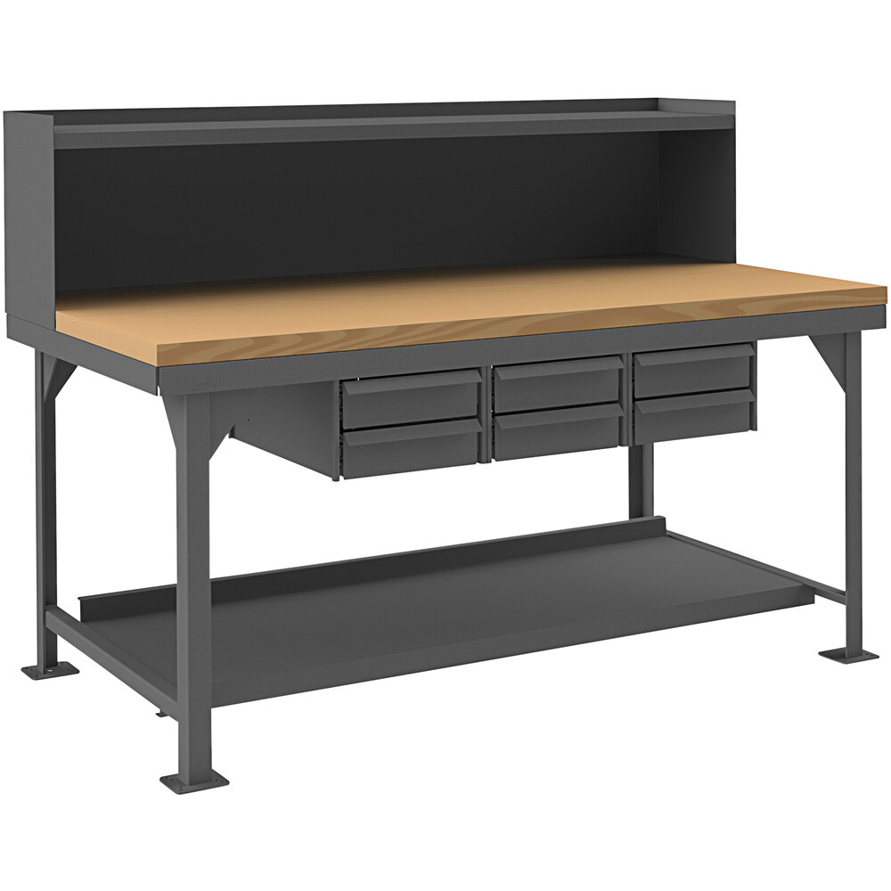 Durham Mfg 36" x 72" 2 Shelf Extra Heavy-Duty Maple Top Workbench with ...