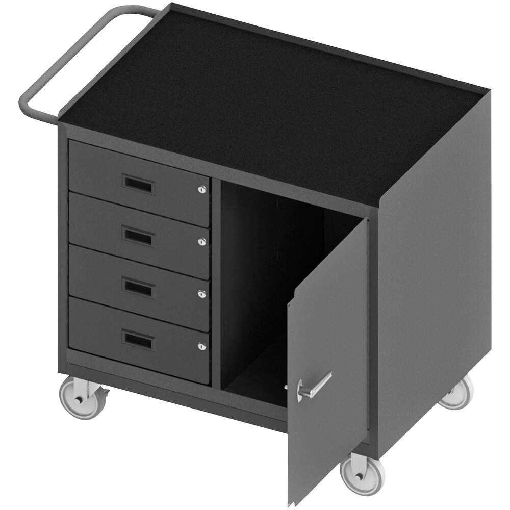 Durham Mfg 24" x 36" 1 Door 4 Drawer Mobile Rubber Top Workstation 3121 ...