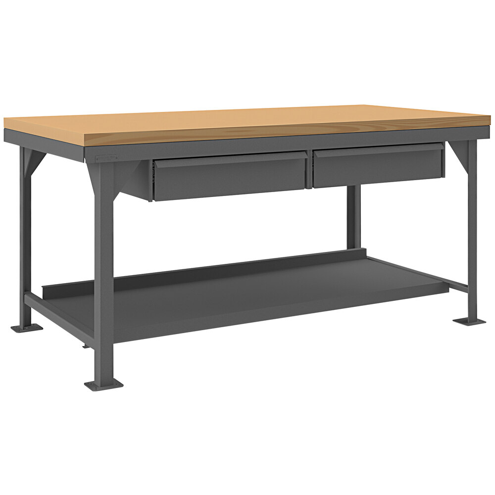 Durham Mfg 36" x 96" 2 Shelf Extra Heavy-Duty Maple Top Workbench with ...