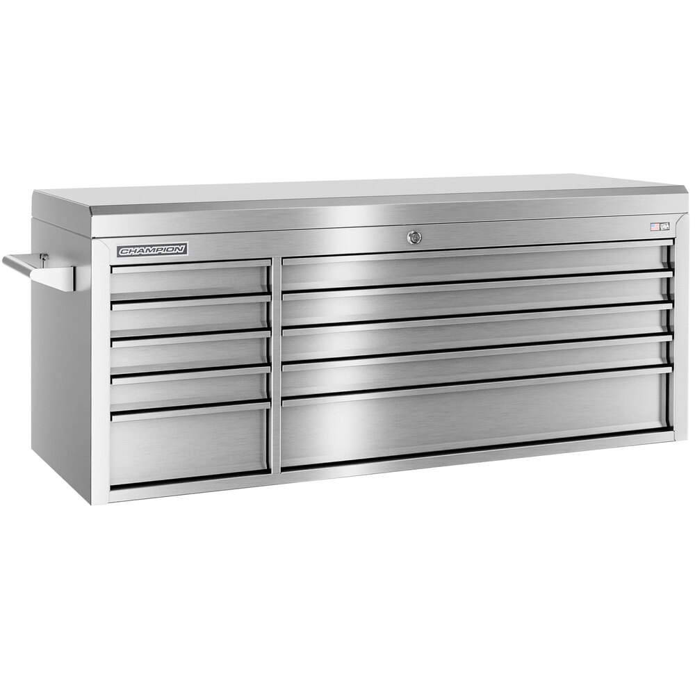 Champion Tool Storage FM Pro Series 20" x 54" Stainless Steel 10-Drawer ...
